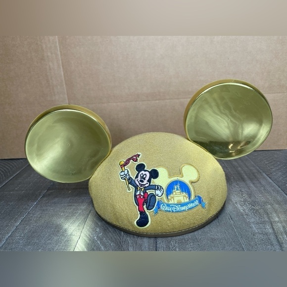 Disney | Accessories | Vintage Walt Disney World Gold Mickey Mouse Ears ...